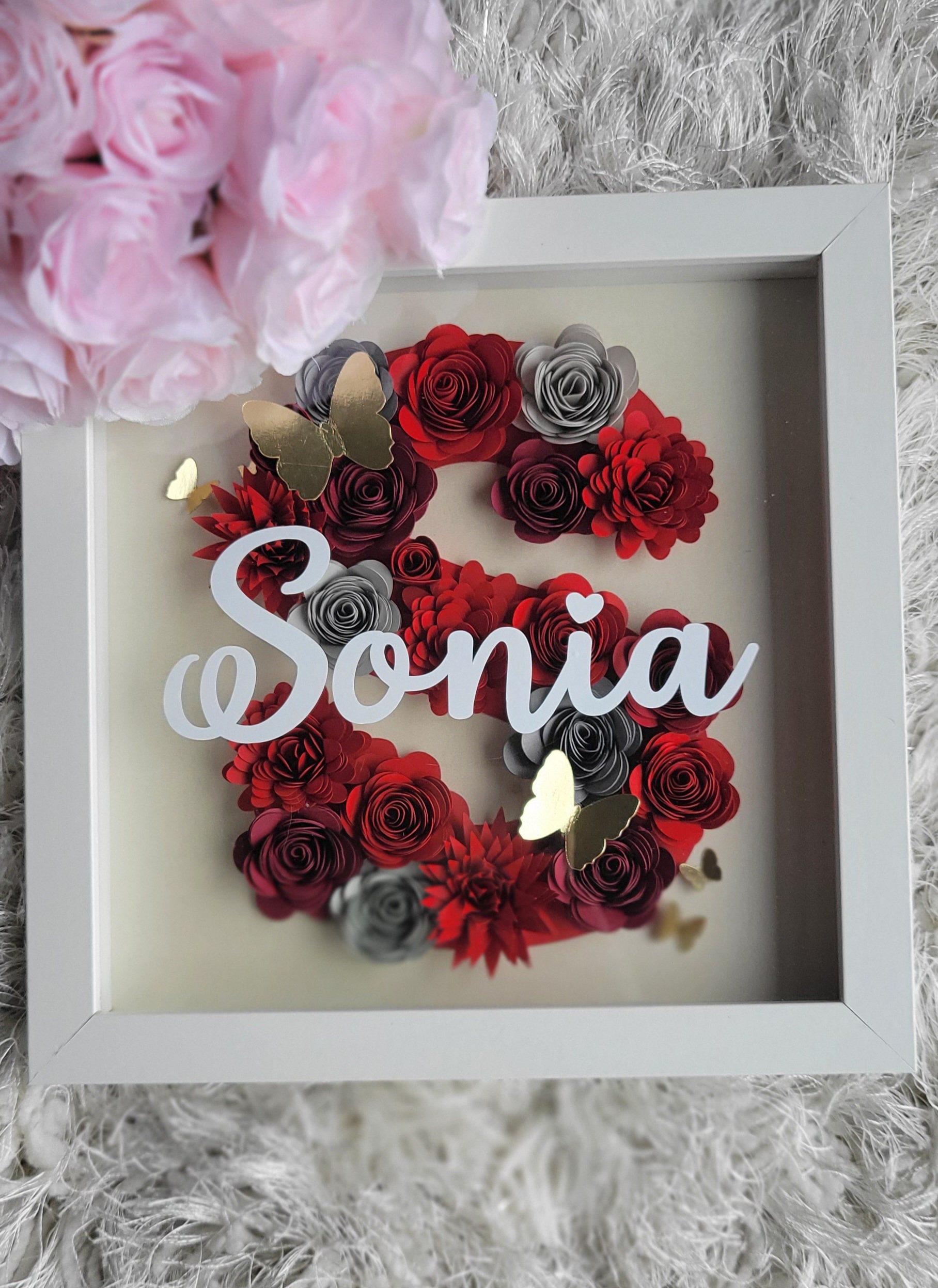 Initial Flower Shadowbox - Etsy