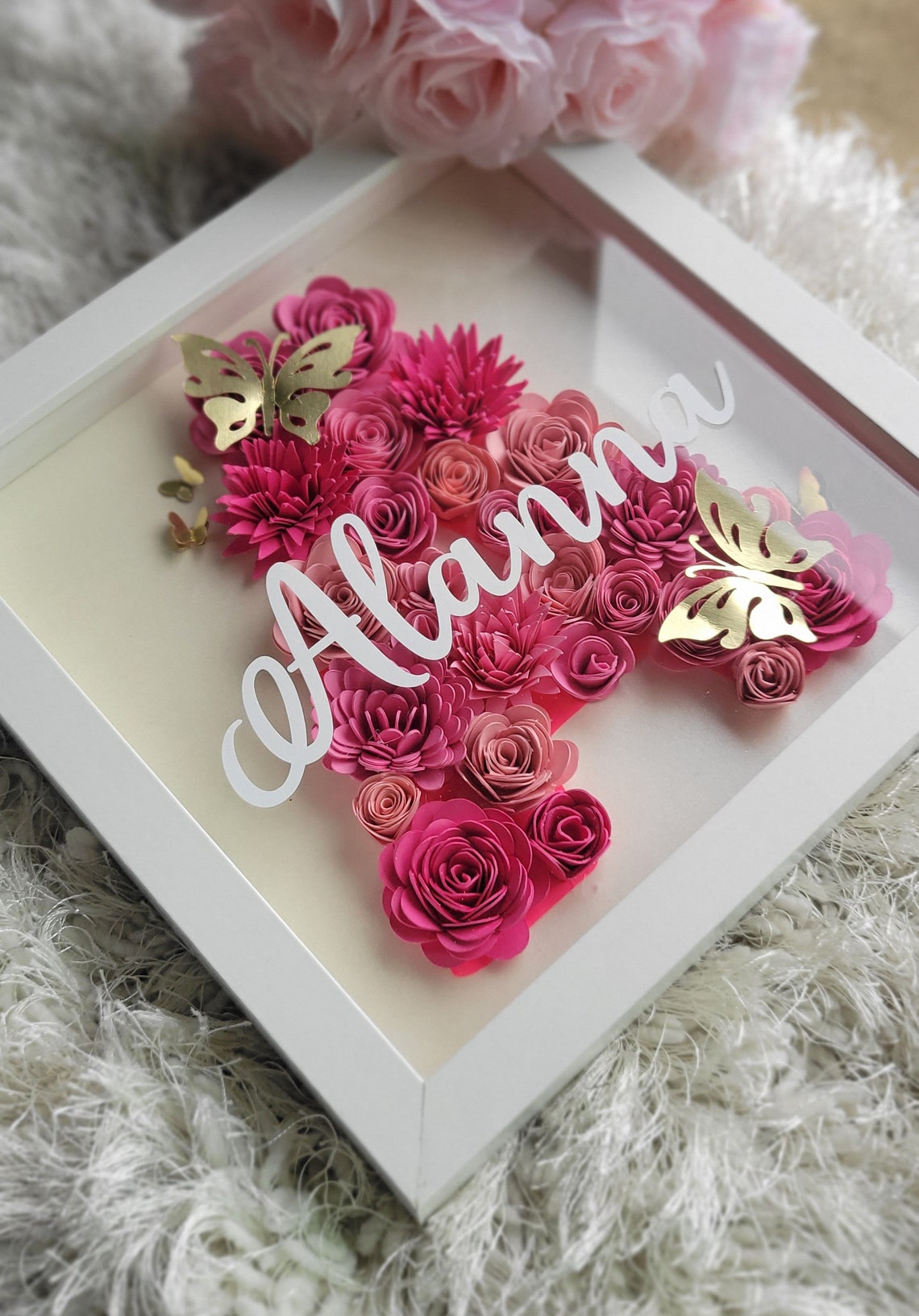Initial Flower Shadowbox - Etsy
