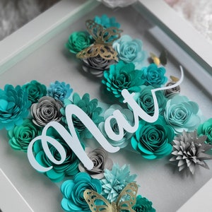 Initial Flower Shadowbox - Etsy