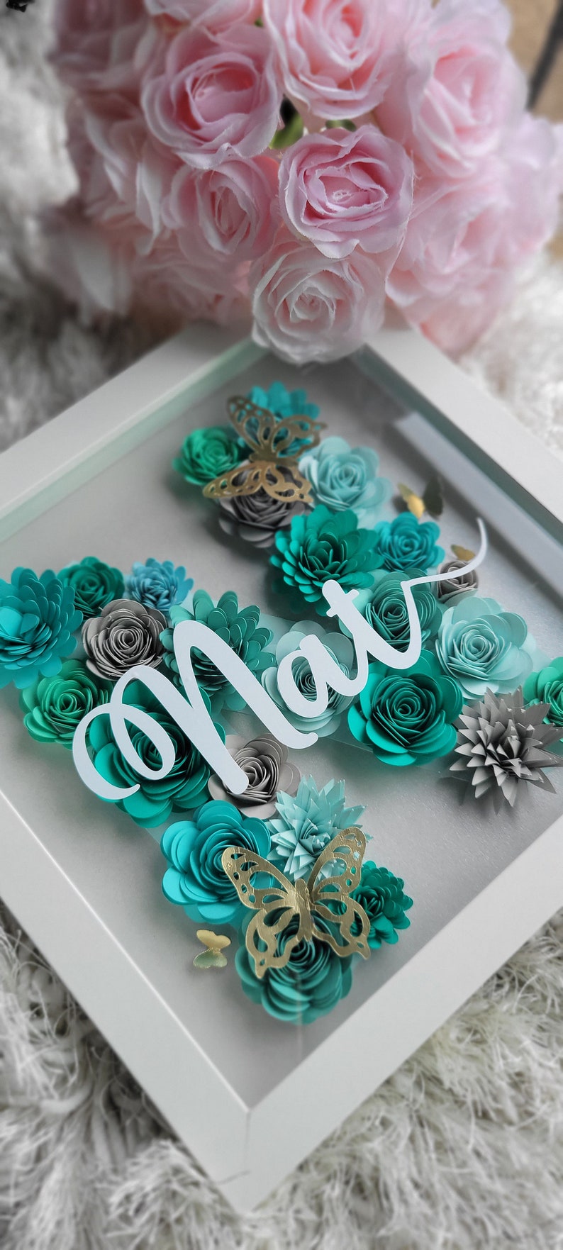 Initial Flower Shadowbox - Etsy