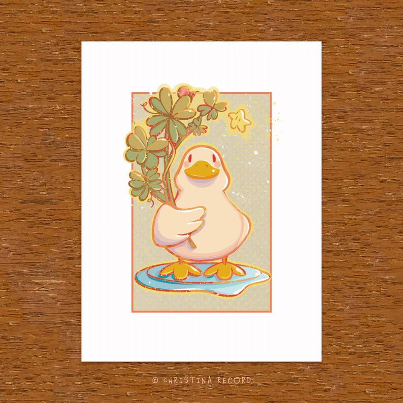 Clover the Lucky Duck | Mini 3x4 Art Print - Etsy