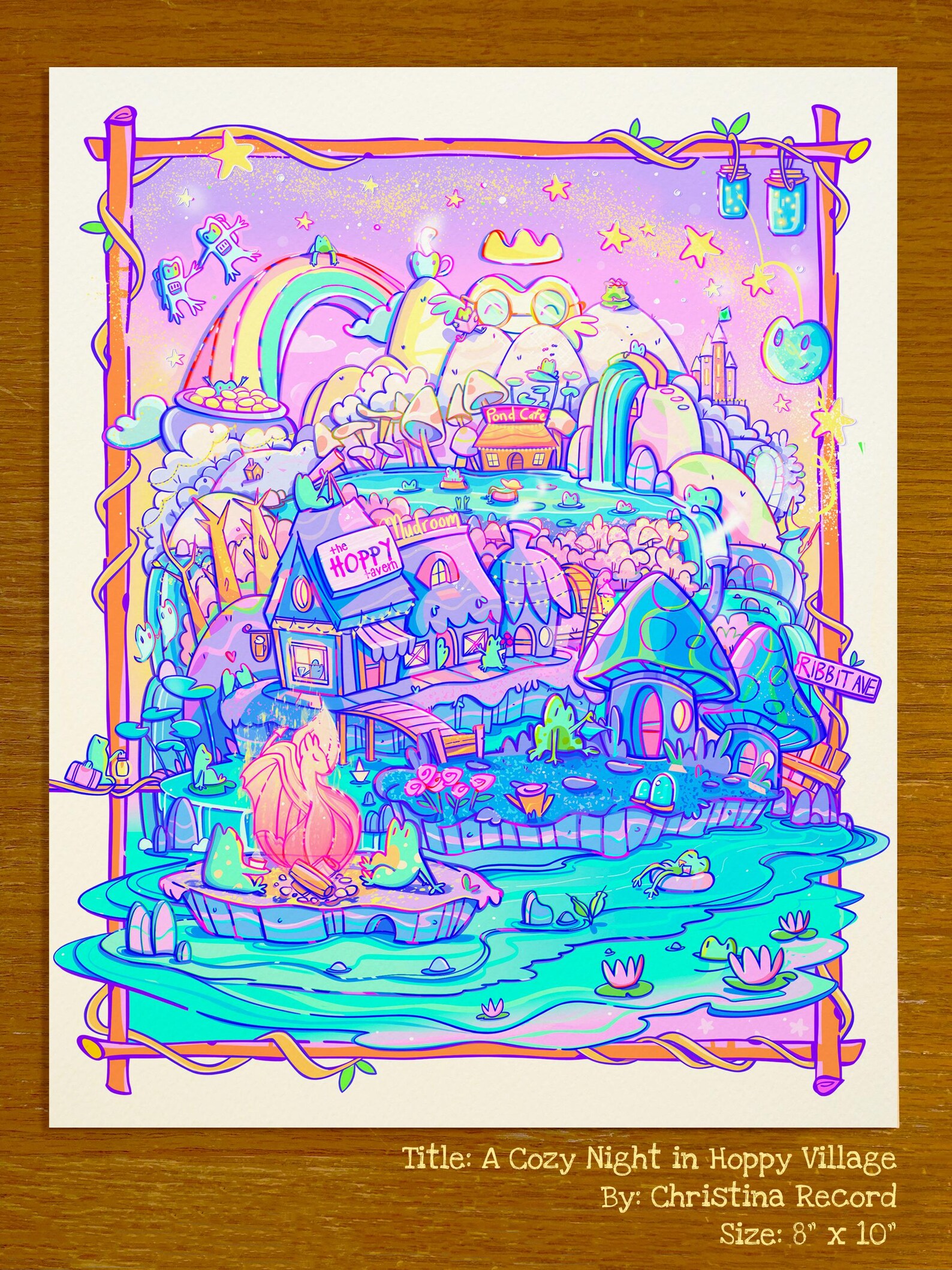 A Cozy Night in Hoppy Village | Frogs Art Print - Giclee 8"x10" - Etsy