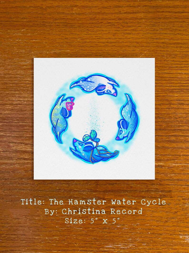 Water Cycle | Hamsters Mini Art Print - Giclee 5"x5" | - Etsy