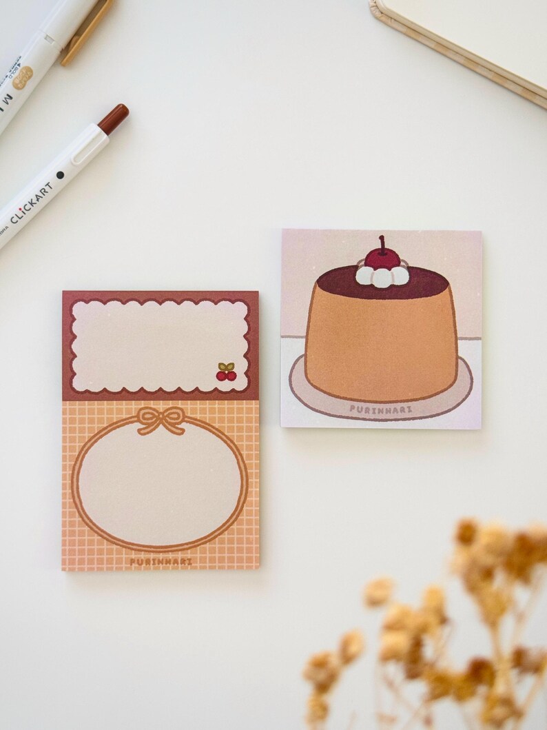 Purin With Cherry Sticky Note and Memo Pad - Etsy