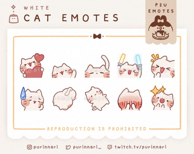 Animated Emote Cute Emerge White Cat From Cardboard / Animal Emote ...
