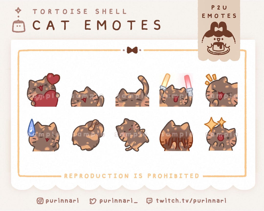 Tortoise Shell Cat Emotes Bundle of 10 [ P2U ] | Discord/twitch/youtube ...