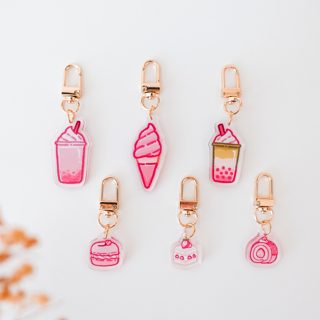 Sakura Desserts and Drinks Acrylic Charm Keychains Spring - Etsy