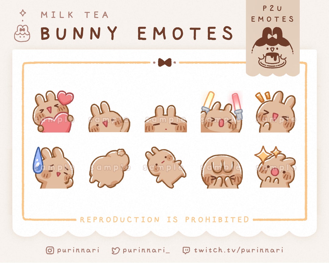 Milk Tea Bunny Emote Bundle P2U [10] | Discord/twitch/youtube - Etsy