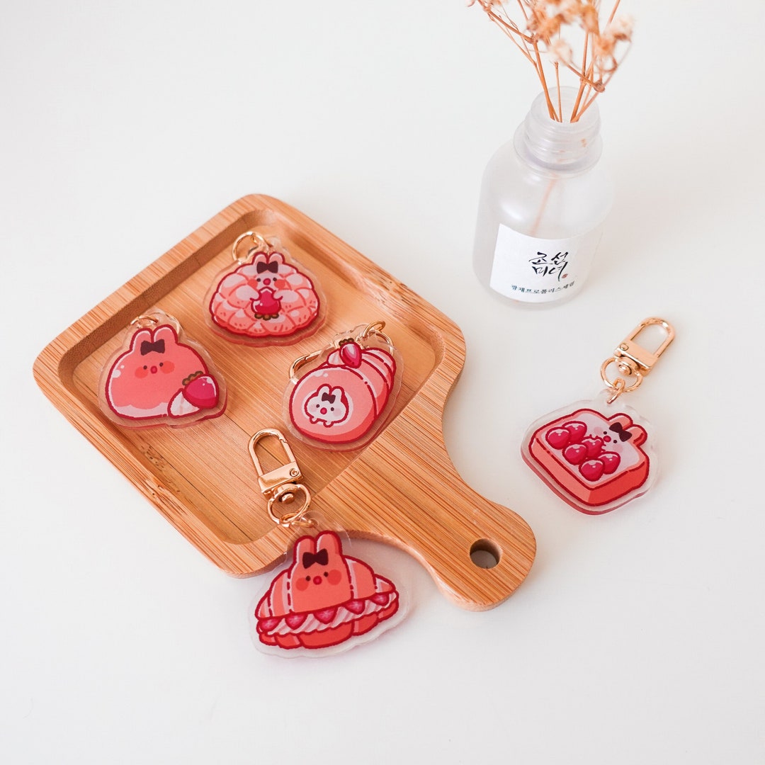 Strawberry Bread Keychain Bunny Bakery - Etsy