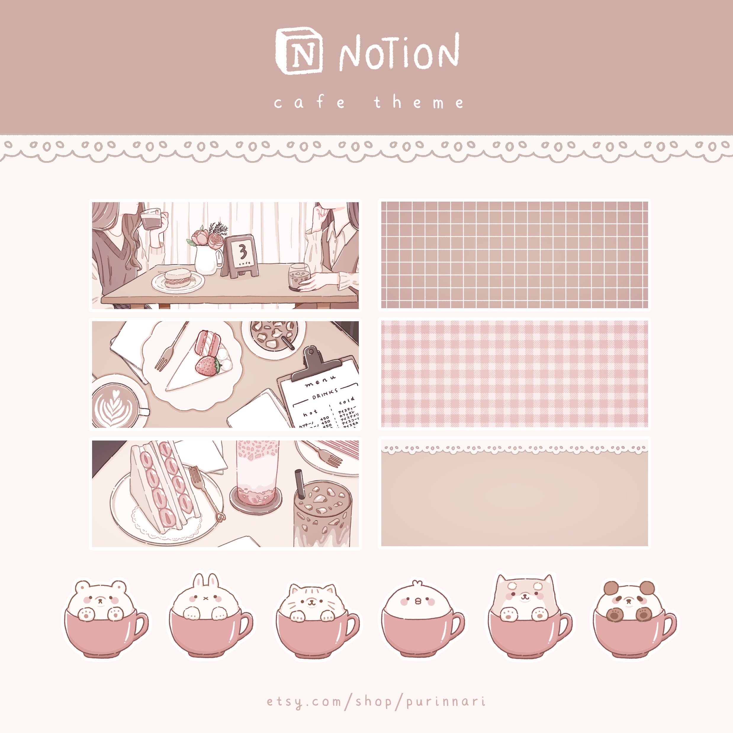 Aesthetic Cafe Notion Theme, Illustrated Banners & Icons (digital ...