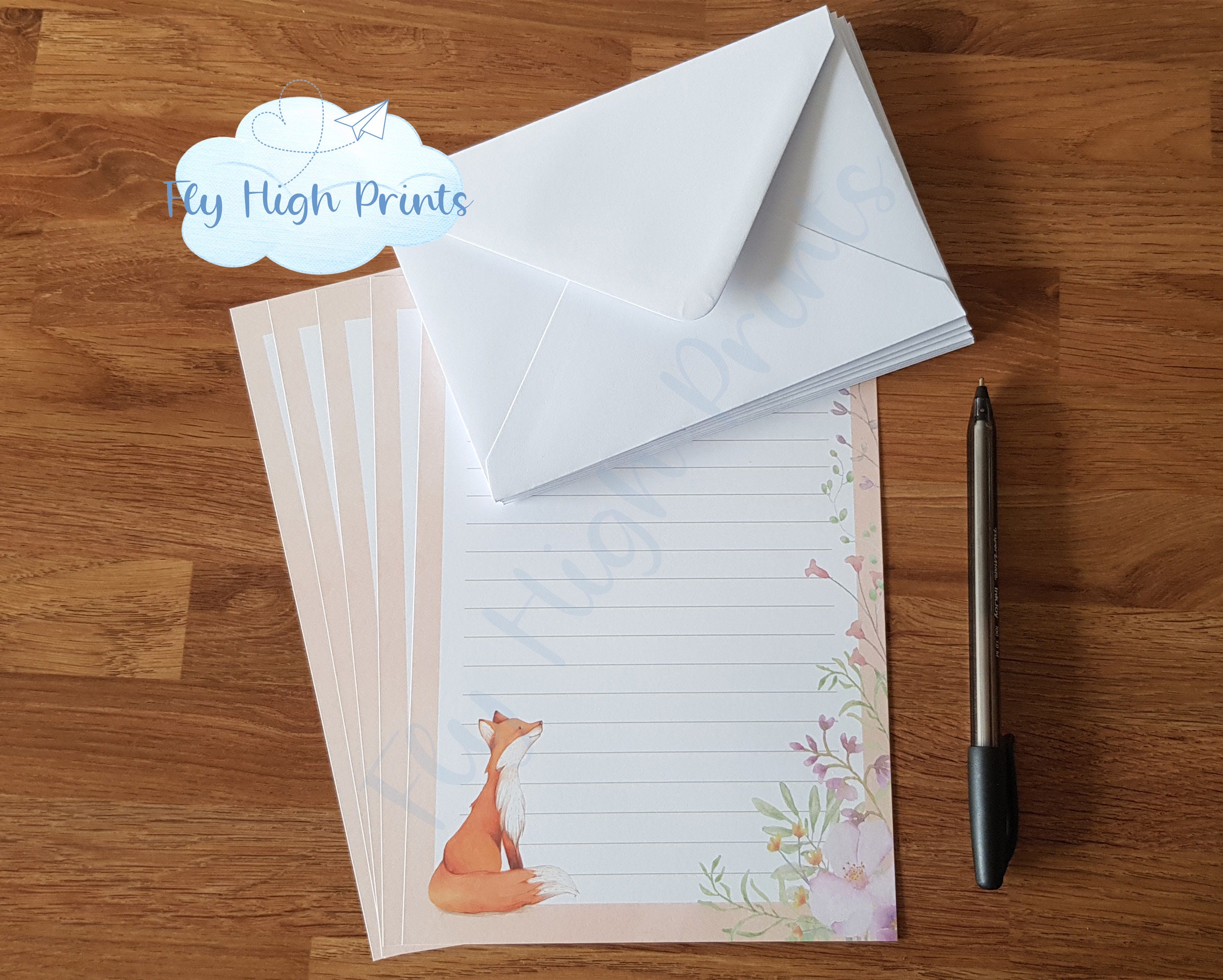 Watercolour Fox Writing Paper A5 Paper Letter Writing Set | Etsy