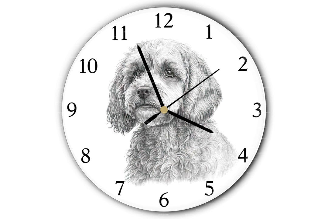 Cavapoo Premium Glass Wall Clock, High Quality, Gift for Him or Her and ...