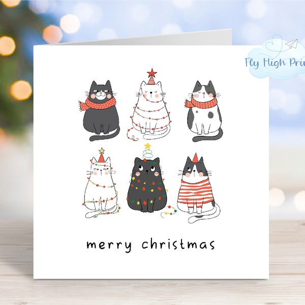 Christmas Cat Card - Etsy
