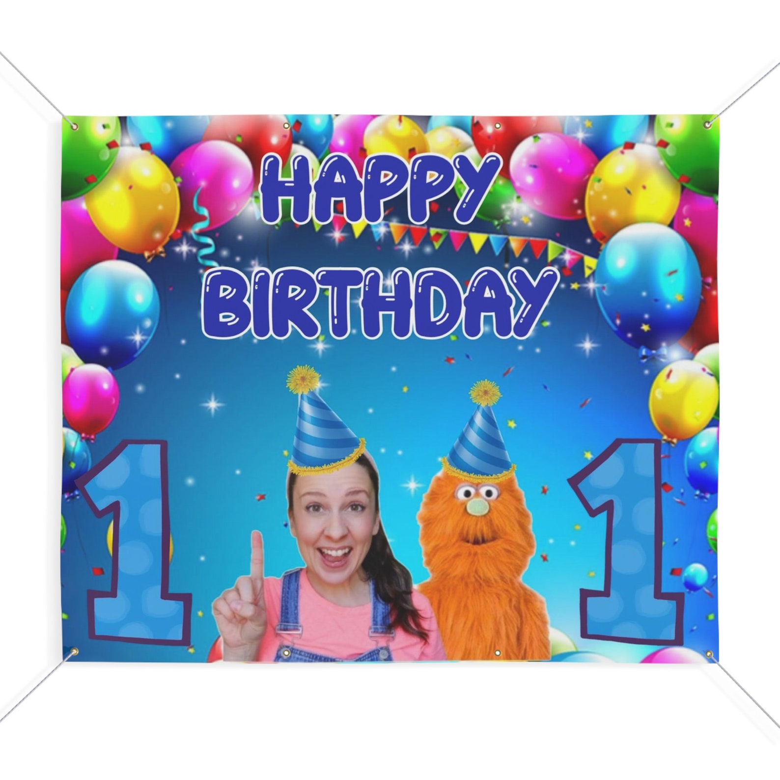 Happy 1st Birthday HUGE Ms Rachel First Birthday Boys Blue Banner 72x60 ...