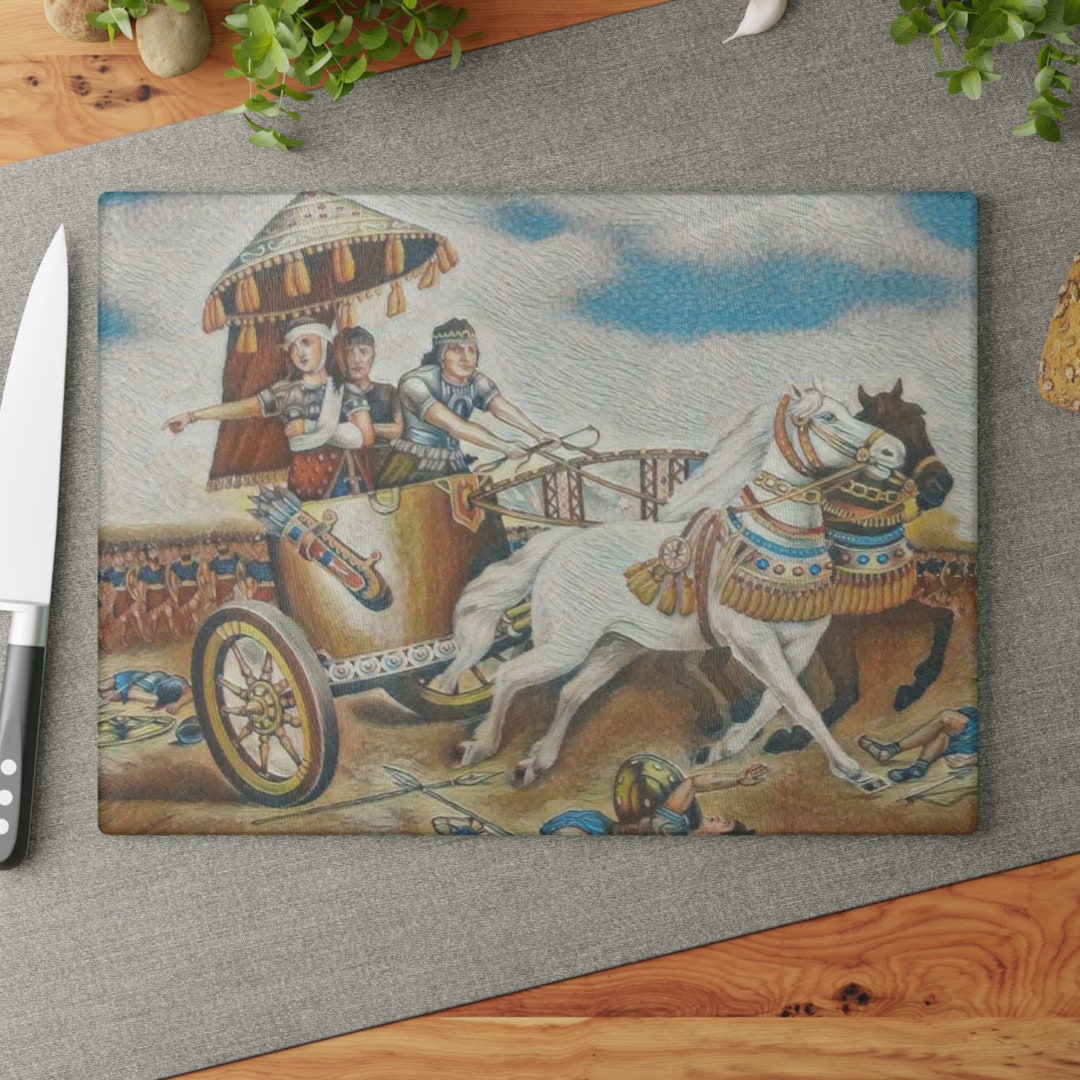 Assyrian Queen Shamiram and Ninous Chariot Ancient Mesopotamia Glass ...