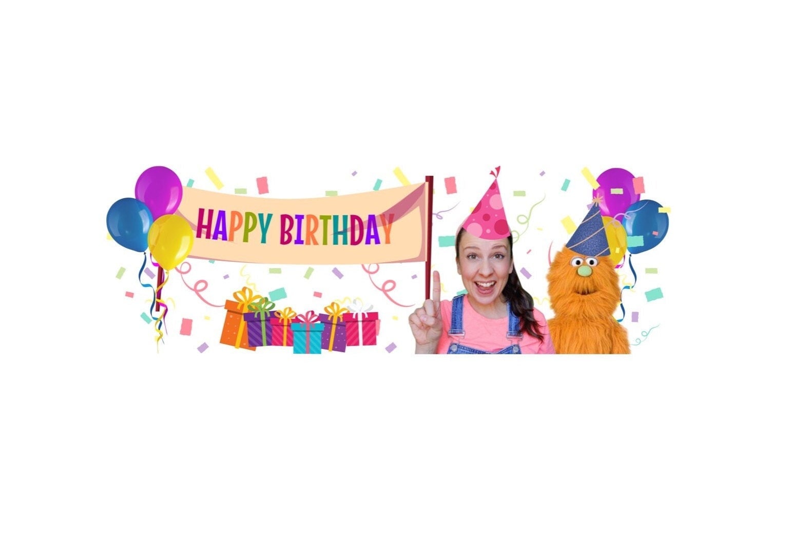 Ms Rachel Herbie the Puppet Happy Birthday Celebration 2x6 Paper Banner ...