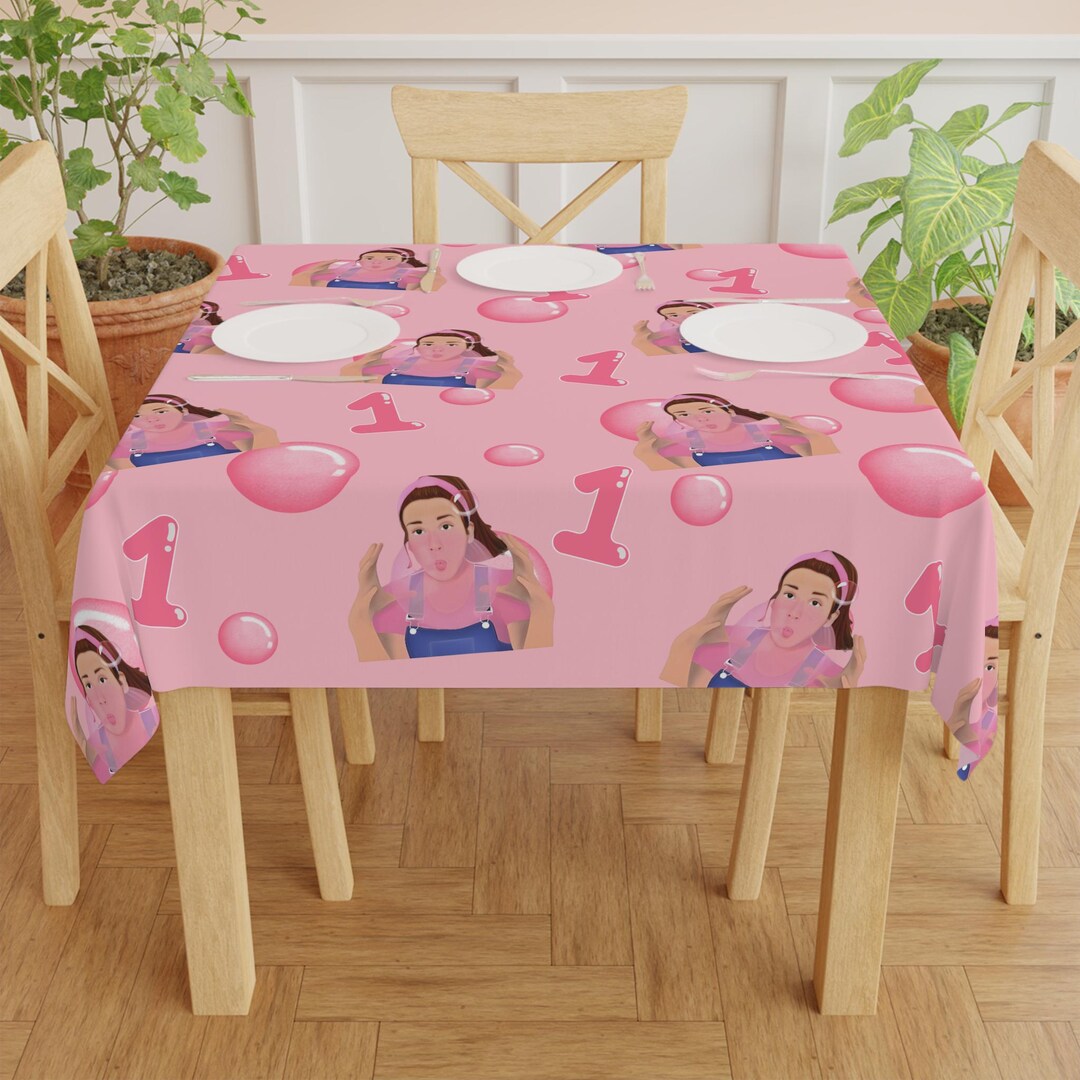 Ms Rachel Icky Sticky Bubble Gum 1st First Birthday Pink Party Fabric ...