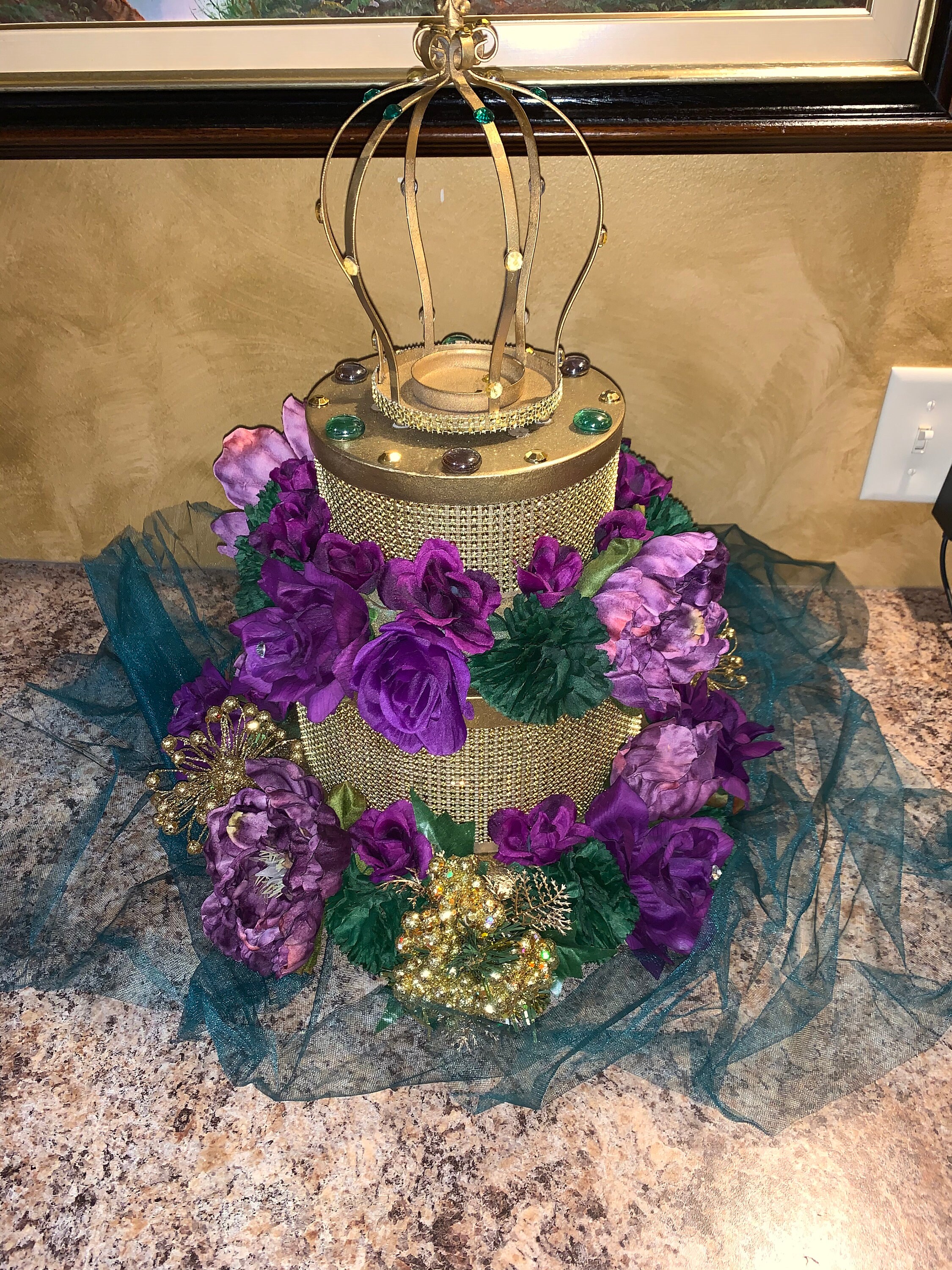 Two Tier Crown Centerpiece Filled With Flowers - Etsy