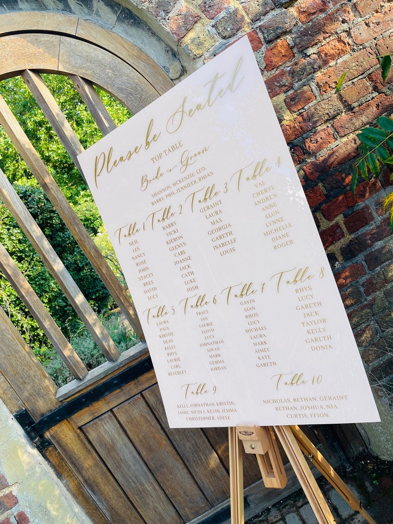 A1 Acrylic Wedding Seating Plan Table Plan Personalised - Etsy UK
