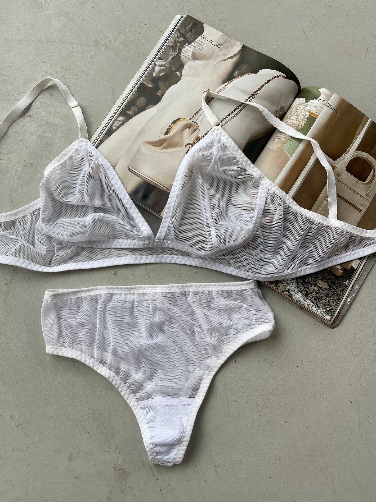 Sheer Bra and Panty Set Transparent Lingerie See Through White Bralette ...