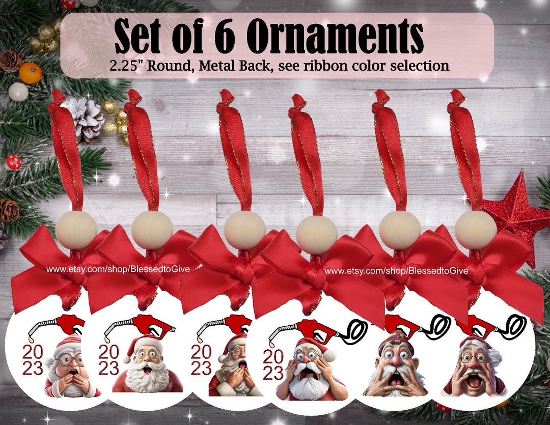 Set of Funny Santa Gas Price 2023, Funny Christmas Ornament Set ...