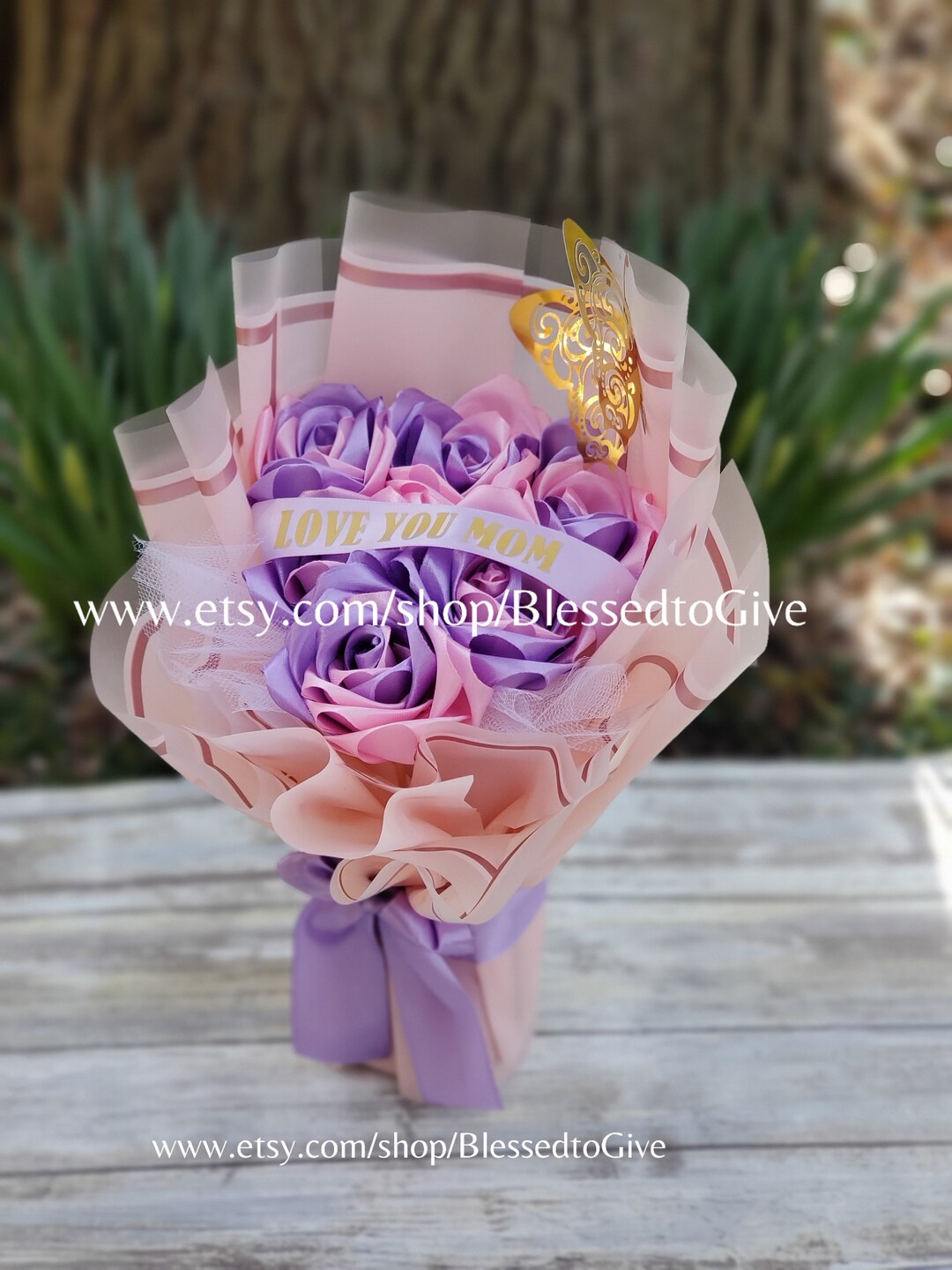 Ribbon Roses Mother's Day Bouquet Eternal Rose Bouquet Ramo Ribbon ...