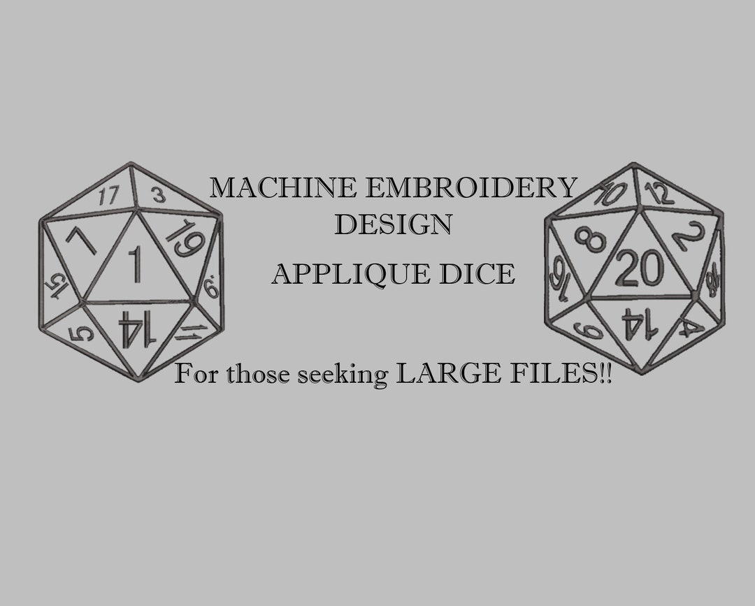 D20 Digital Machine Embroidery 20 and 1 Side LARGE FILES - Etsy