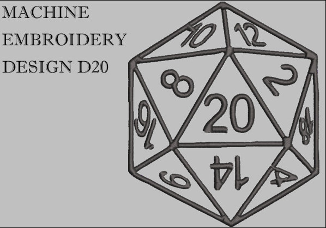 Machine Embroidery Design Applique D20 Dnd 20 Dice - Etsy