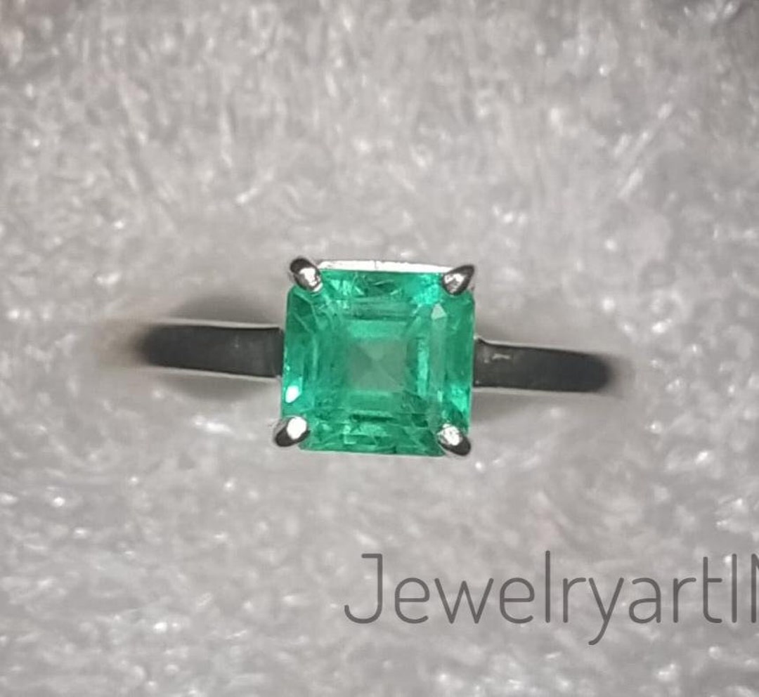 Octagon Shape Emerald Ring, Modern Ring,925 Sterling Silver, Birthstone ...