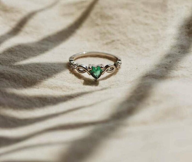 Emerald Heart Ring,925 Sterling Silver Ring,lab Created Emerald, Green ...