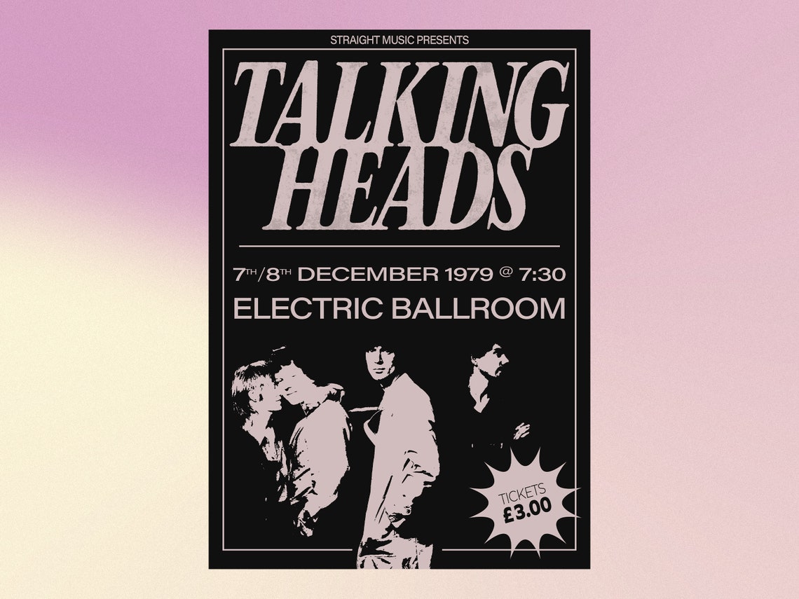Talking Heads | PRINTABLE DIGITAL DOWNLOAD | 1979 Vintage Concert ...