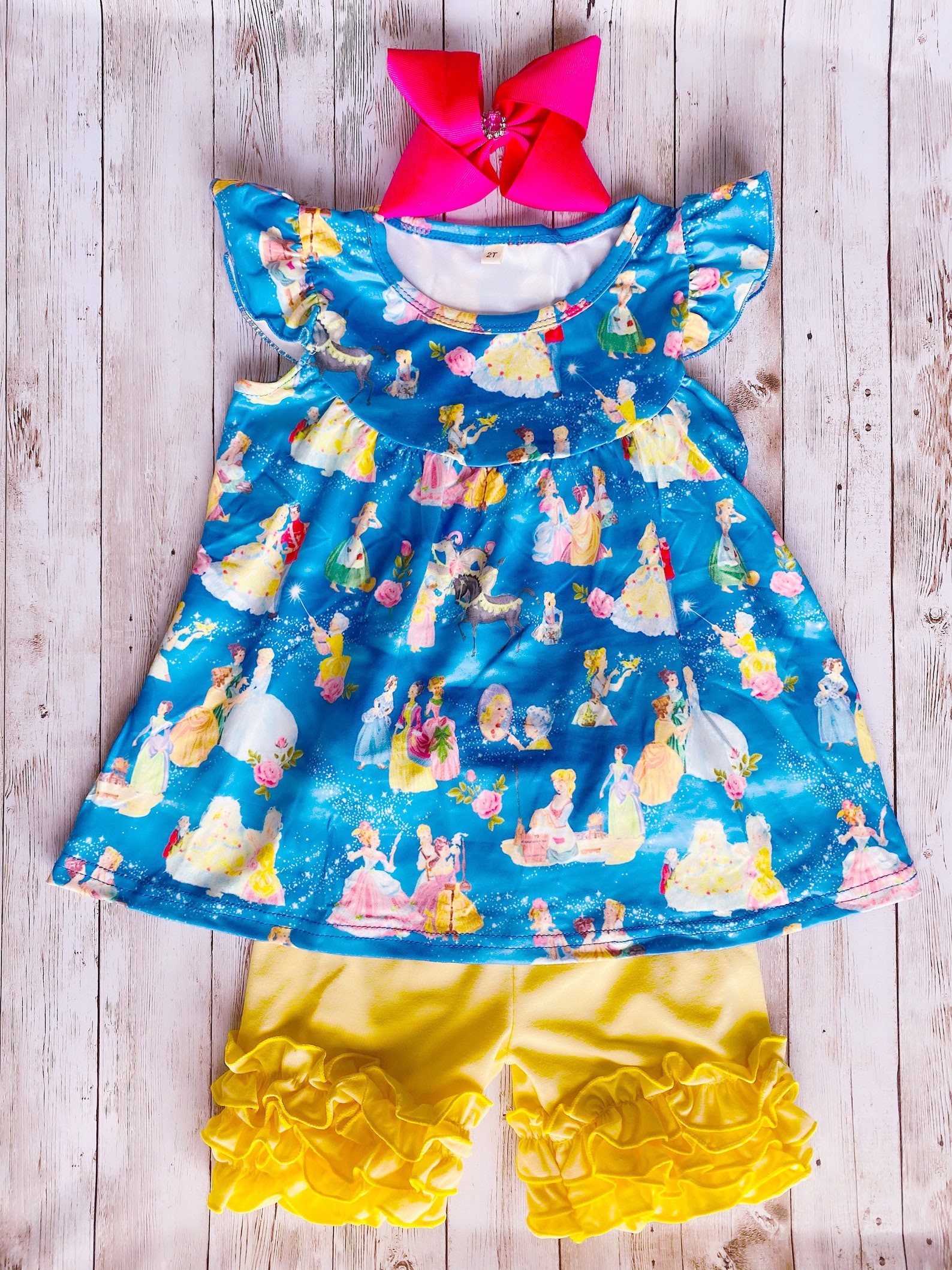 Girls Princess Shorts Set, Princess Ruffle Set, Girls Spring Outfit ...