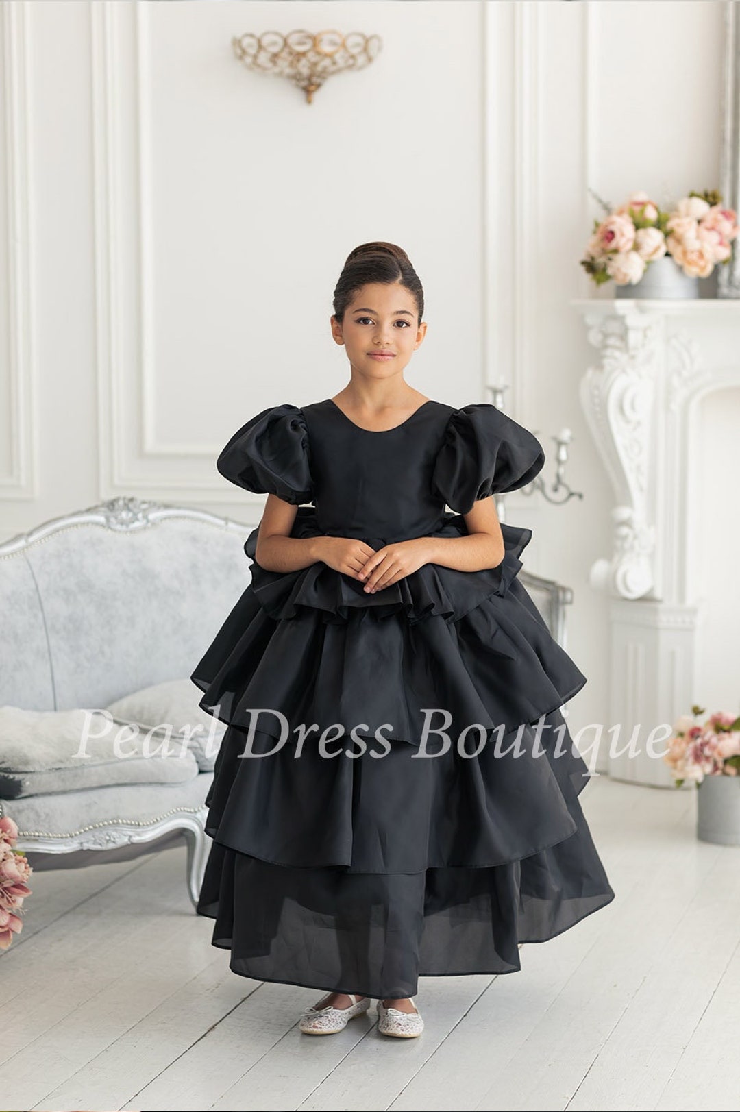 Black Flower Dress, Princess Dress Toddler, Organza Flower Girl Dress ...