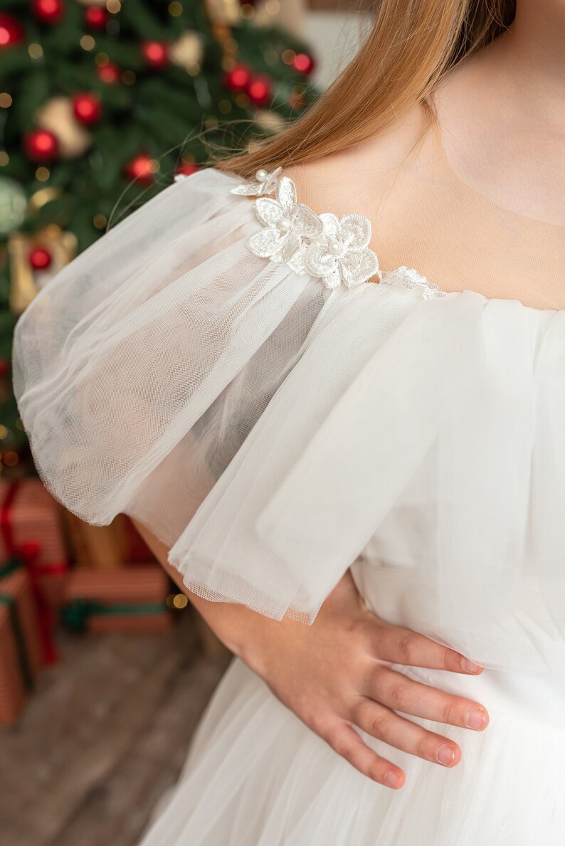 Flower Girl Dress Tulle Ivory Flower Girl Dress Birthday Etsy