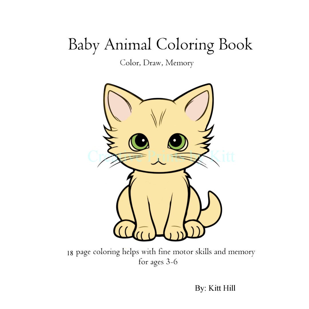 Printable Baby Animal Coloring Book, Fine Motor for Children, Draw and ...