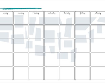 Printable Blank Monthly Calendar - Etsy