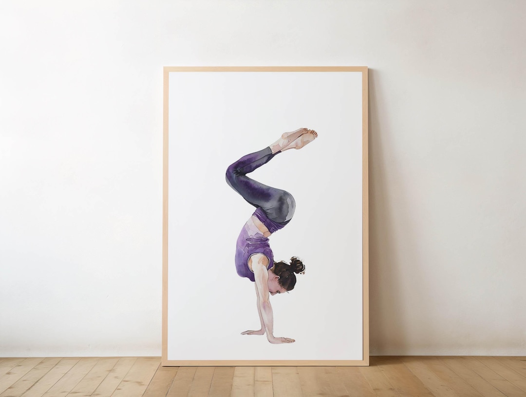 Handstand Variation: Yoga Pose Printable | Watercolor Yoga Wall Art ...