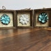 Small Trio of Metal Flowers in Rustic Box Frames / White and Turquoise ...