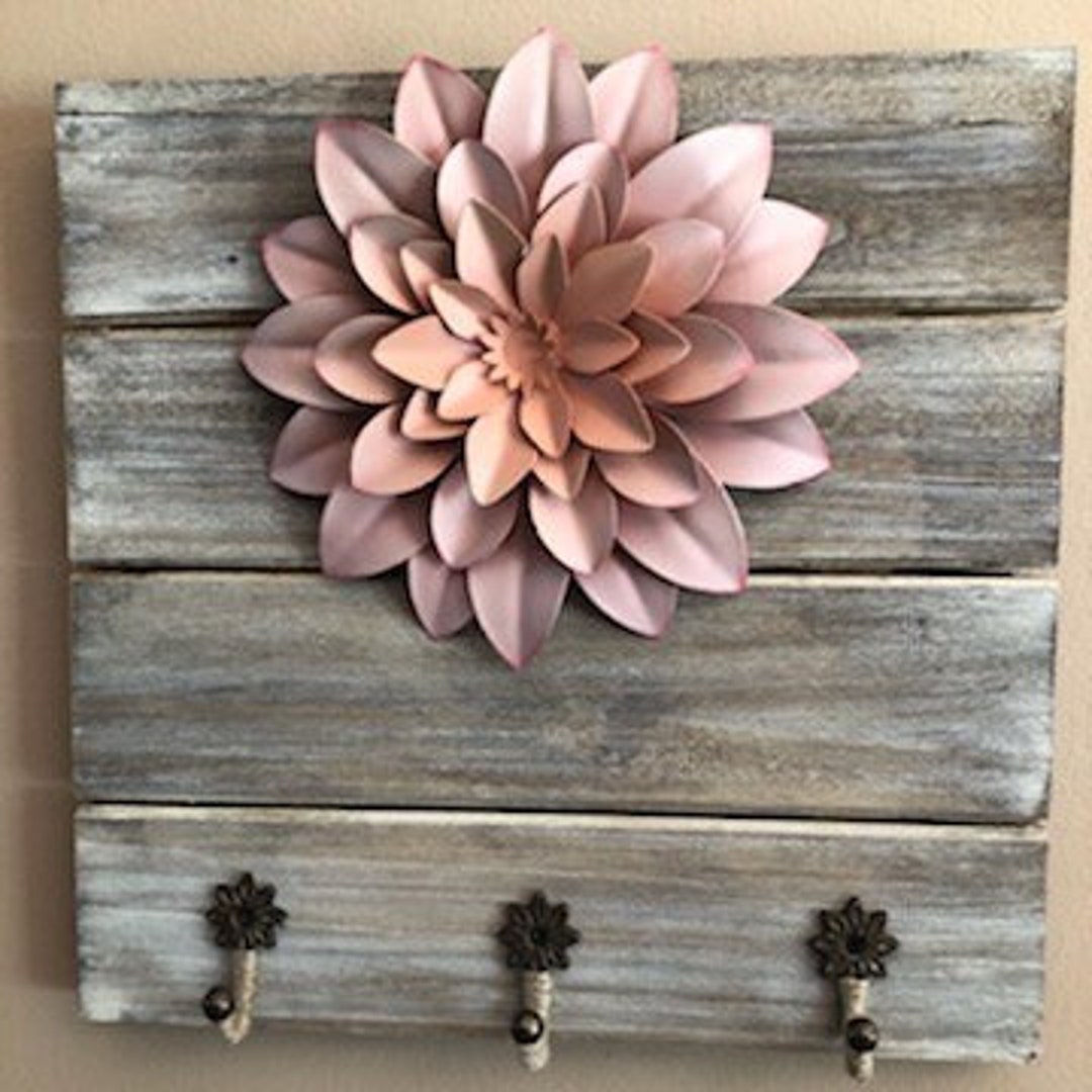 Rose Pink Metal Succulent Flower Key Hook / Holder/ Nursery - Etsy