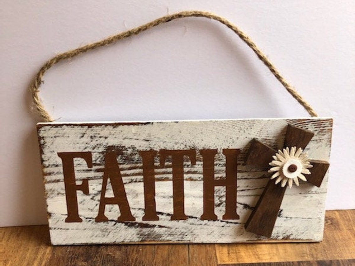 Christian Wall Art Rustic Wood faith Sign. - Etsy