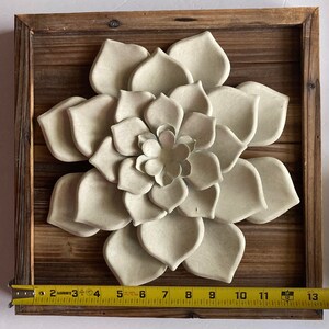 Handmade Ivory Metal Flower Wall Art: Rustic Wood Box Frame - Etsy