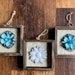Small Trio of Metal Flowers in Rustic Box Frames / White and Turquoise ...