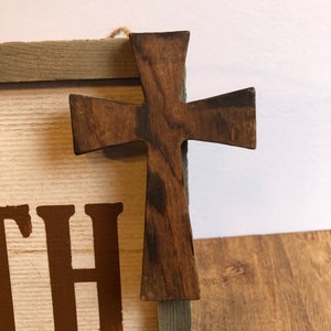 Christian Wall Art Rustic Wood faith, Sign. Light Brown Frame With ...