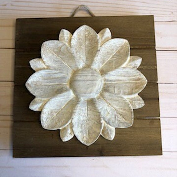White Rustic Flower Wood Wall Decor / Cottagecore Flower Wall | Etsy