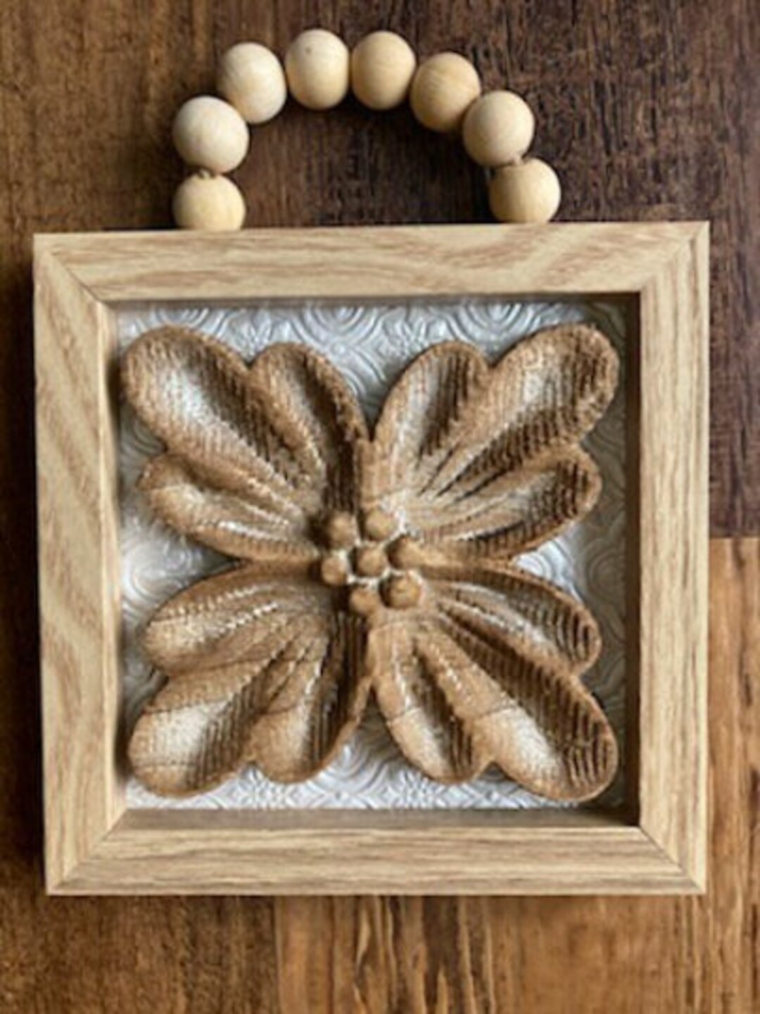 Rustic Elegant Natural Wood Flower Wall Art in Box Frame / - Etsy