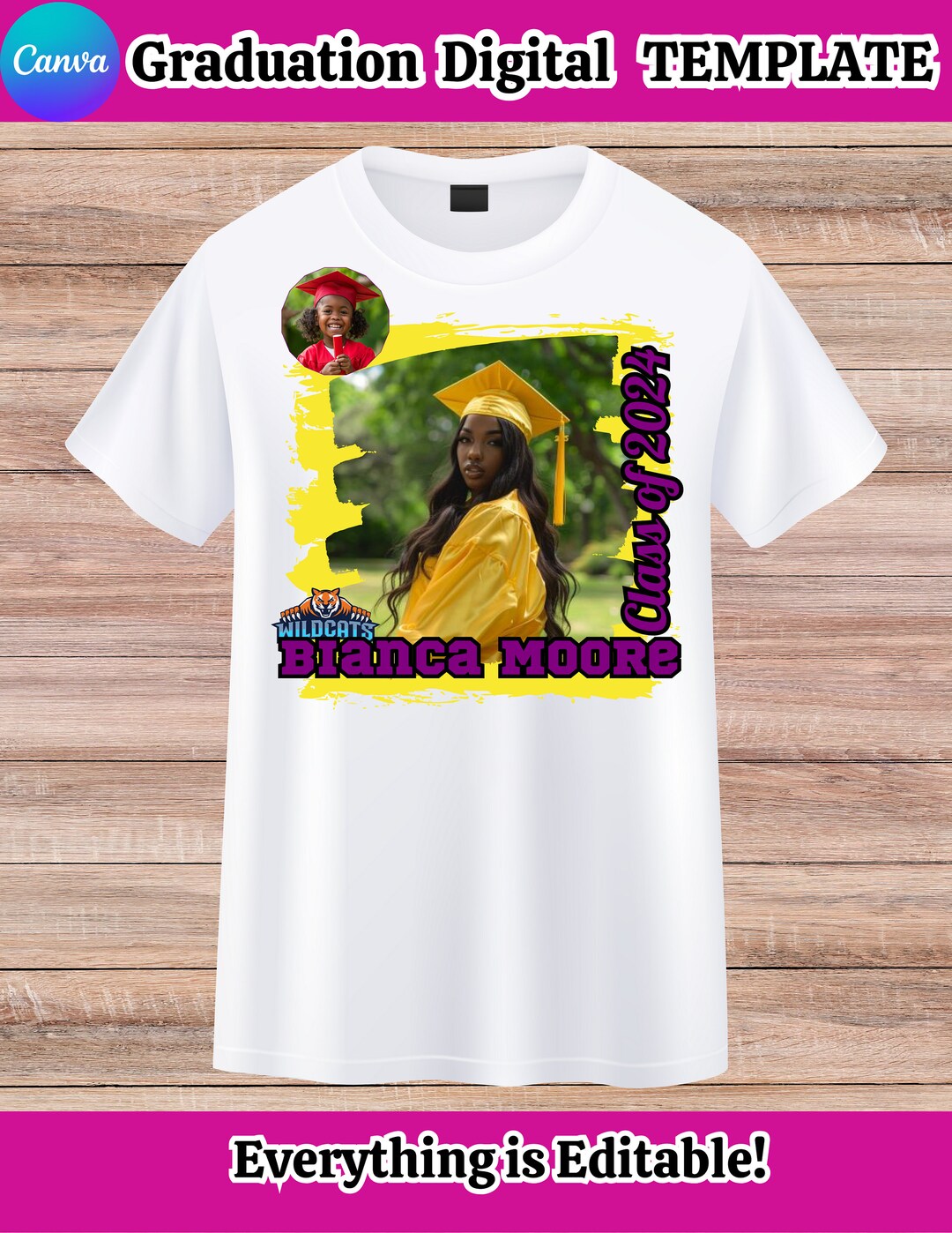 Grad T-shirt Design Editable in Canva, 2024 Grad T-shirt Design, Grad T ...