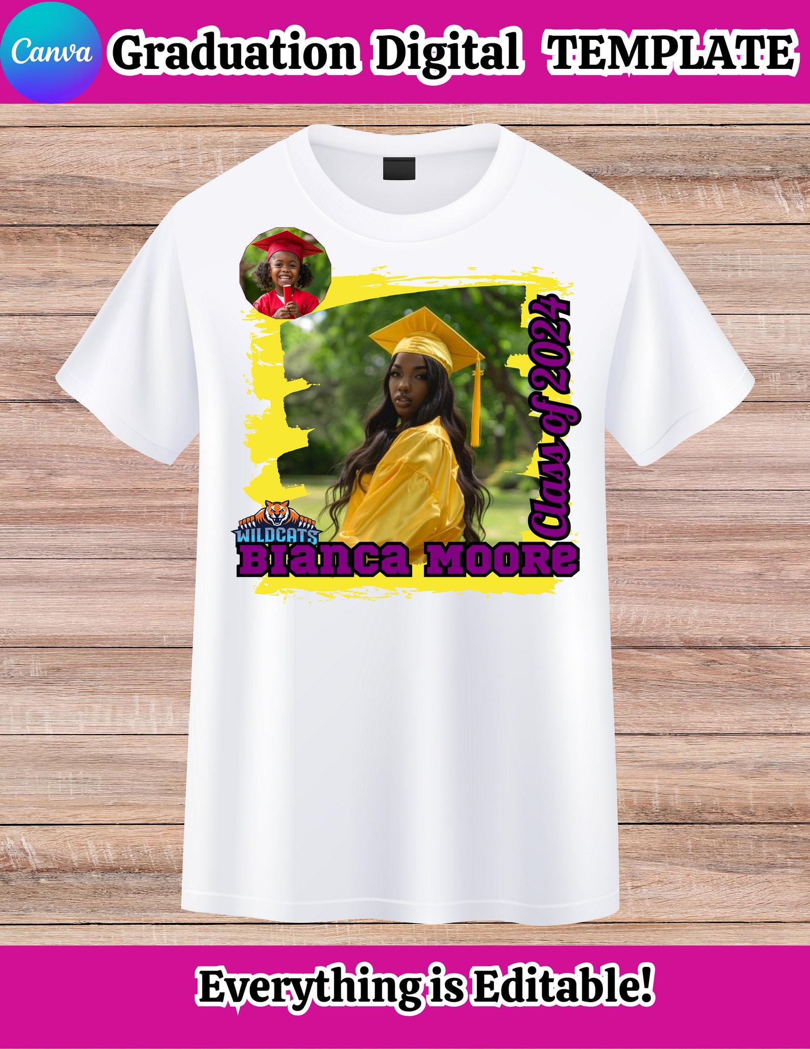 Grad T-shirt Design Editable in Canva, 2024 Grad T-shirt Design, Grad T ...