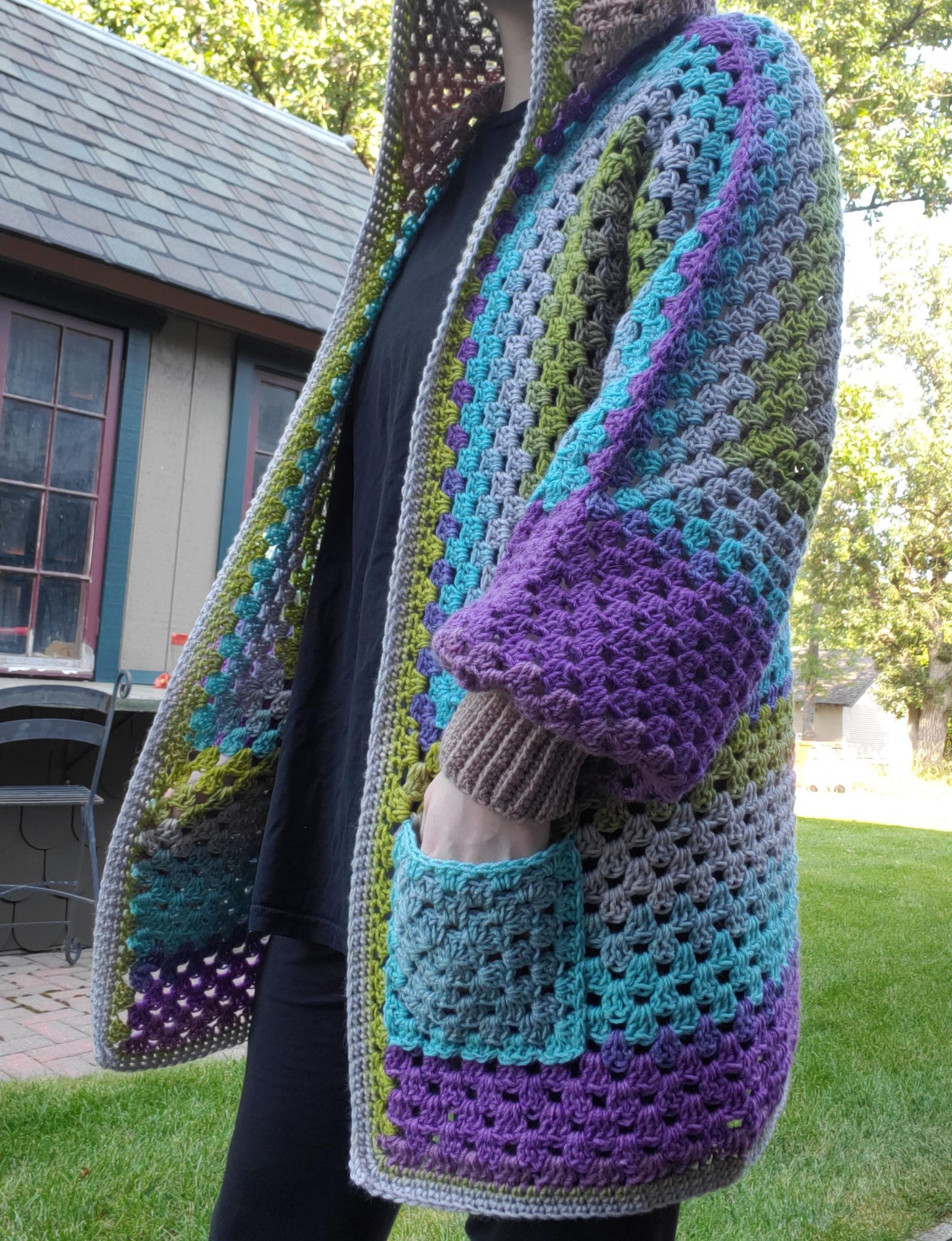 Ghidorah Crochet Granny Hex Hooded Cardigan - Etsy