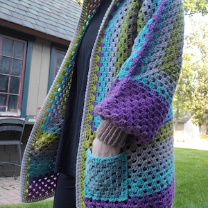 Ghidorah Crochet Granny Hex Hooded Cardigan - Etsy