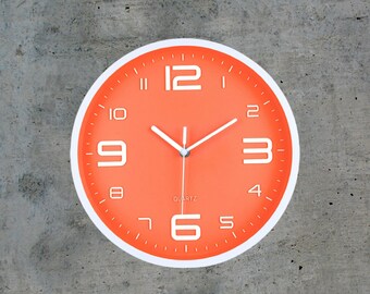Orange Wall Clock - Etsy